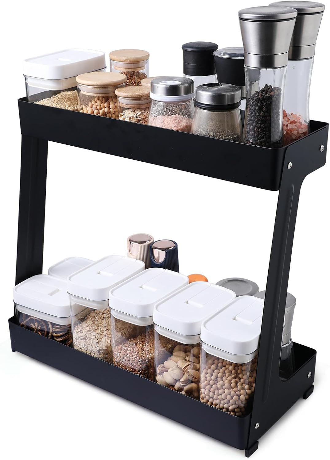 Latitude Run® Spice Rack Organizer, 2-Tier Metal Kitchen Countertop ...