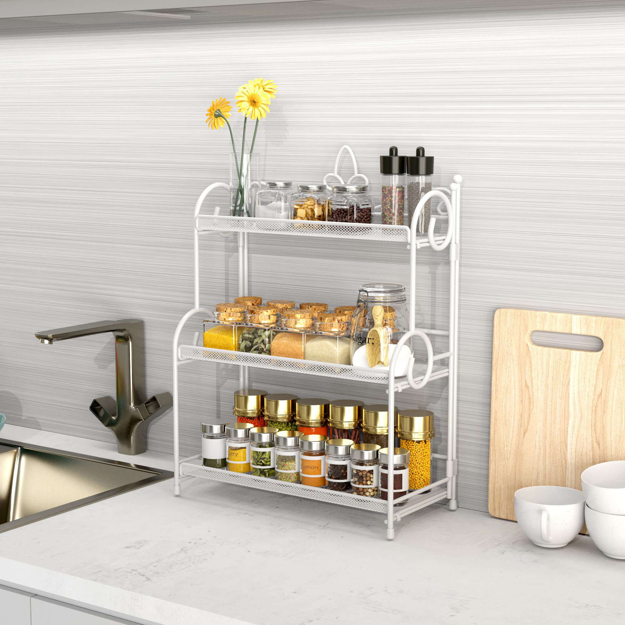 Ebern Designs Bathroom Counter Organizer - Spice Rack Countertop 3 Tier ...