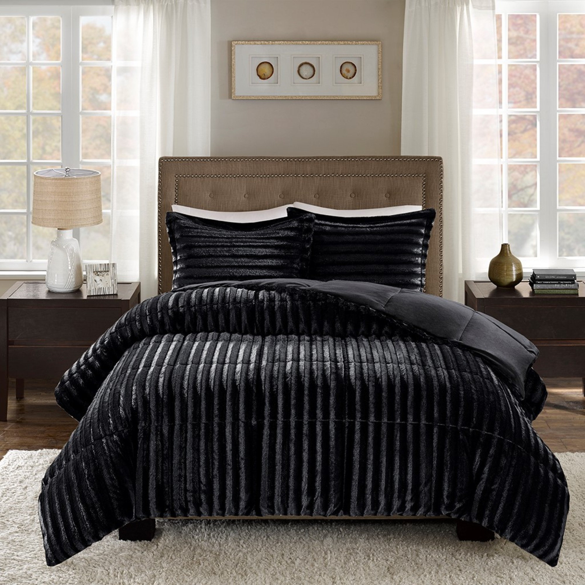 Xylbina Luxurious King/cal King Faux Fur Comforter Mini Set - Supreme ...
