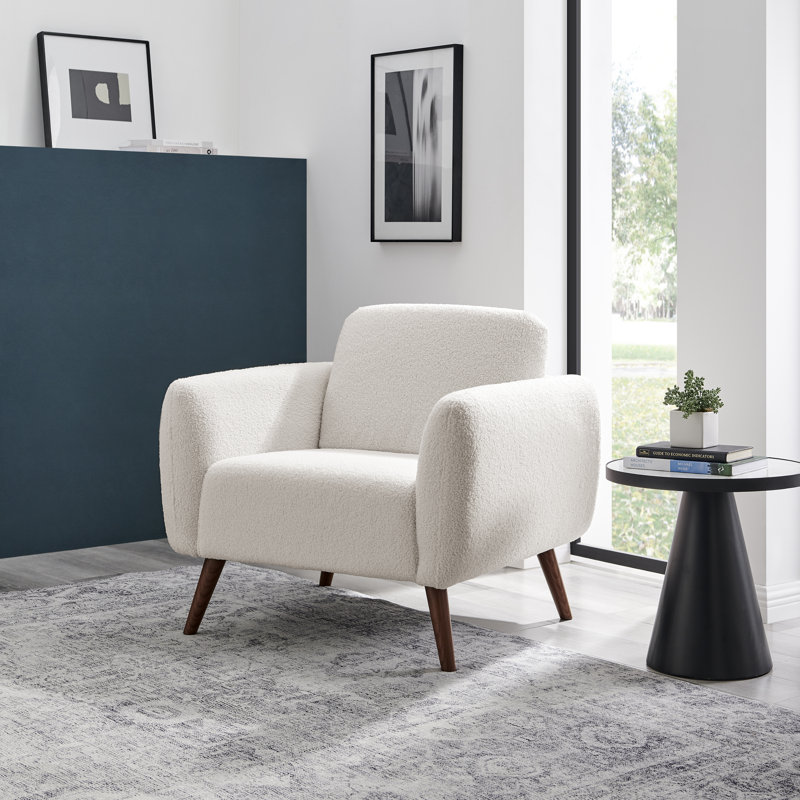 George Oliver Naim Arm Chair in Boucle White & Reviews | Wayfair.co.uk