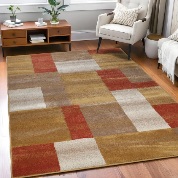Wade Logan® Benne Polypropylene Color Block Ginger Indoor Area Rug with ...