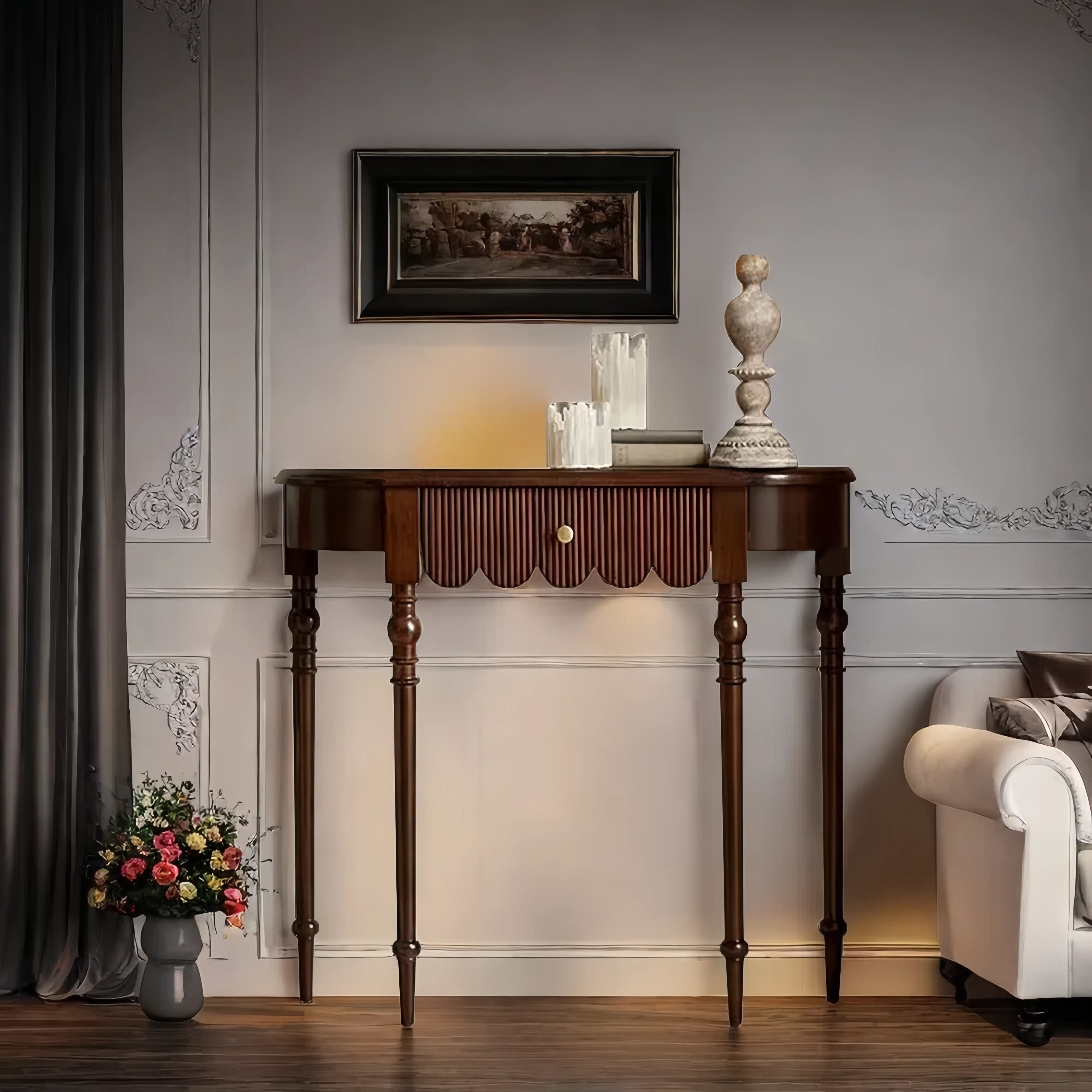 LIZIYE Solid Wood Semi-Circle Entryway Console Cabinet - Wayfair Canada