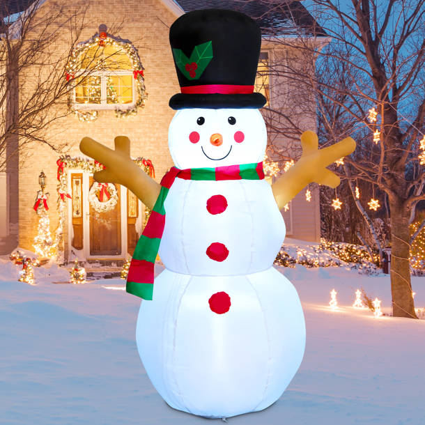 GOOSH Christmas Inflatable Giant Snowman Inflatable Cute Blow Up ...