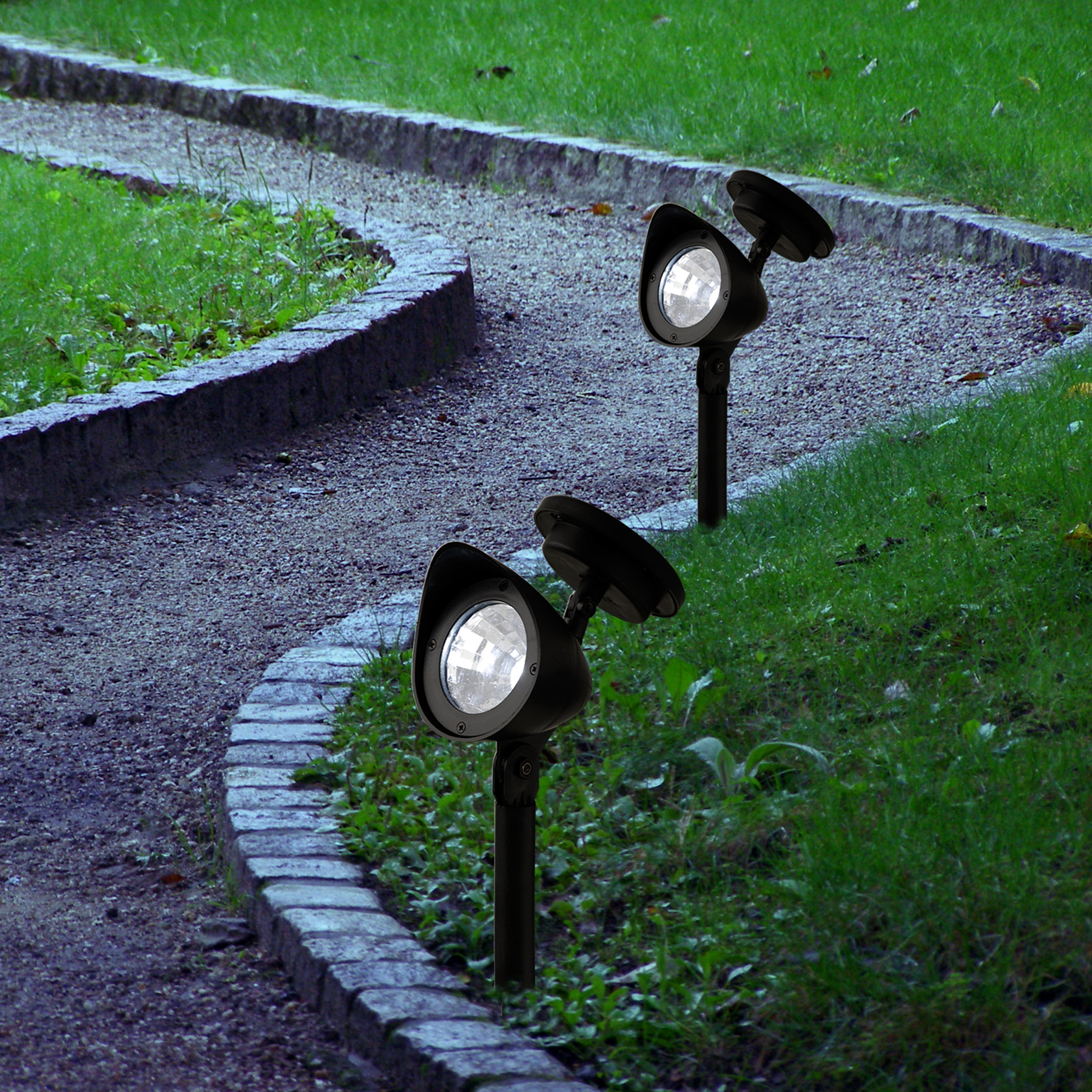 Alpine Black Solar Powered Integrated LED Spot Light Pack | Wayfair