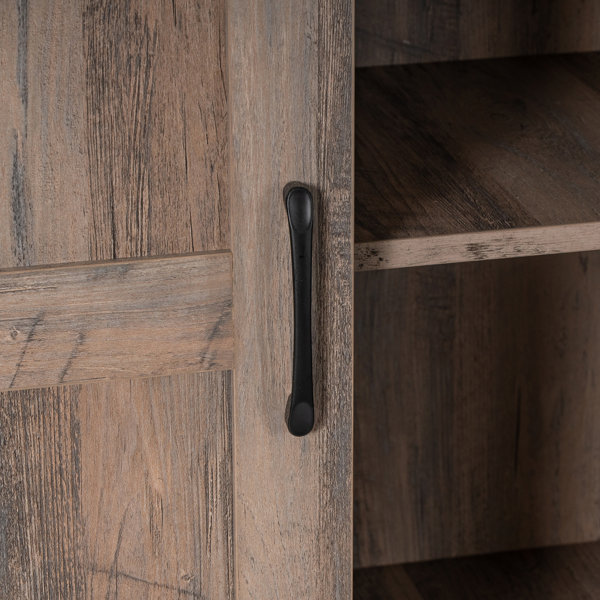Gracie Oaks Rustic Farmhouse Storage Cabinet Bookcase with Sliding Barn ...