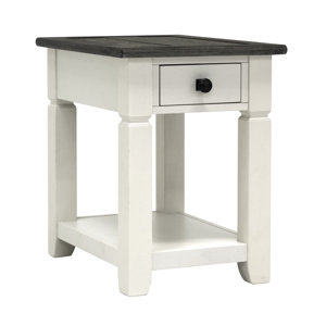 August Grove® Solid Wood End Table With Drawer And USB | Wayfair