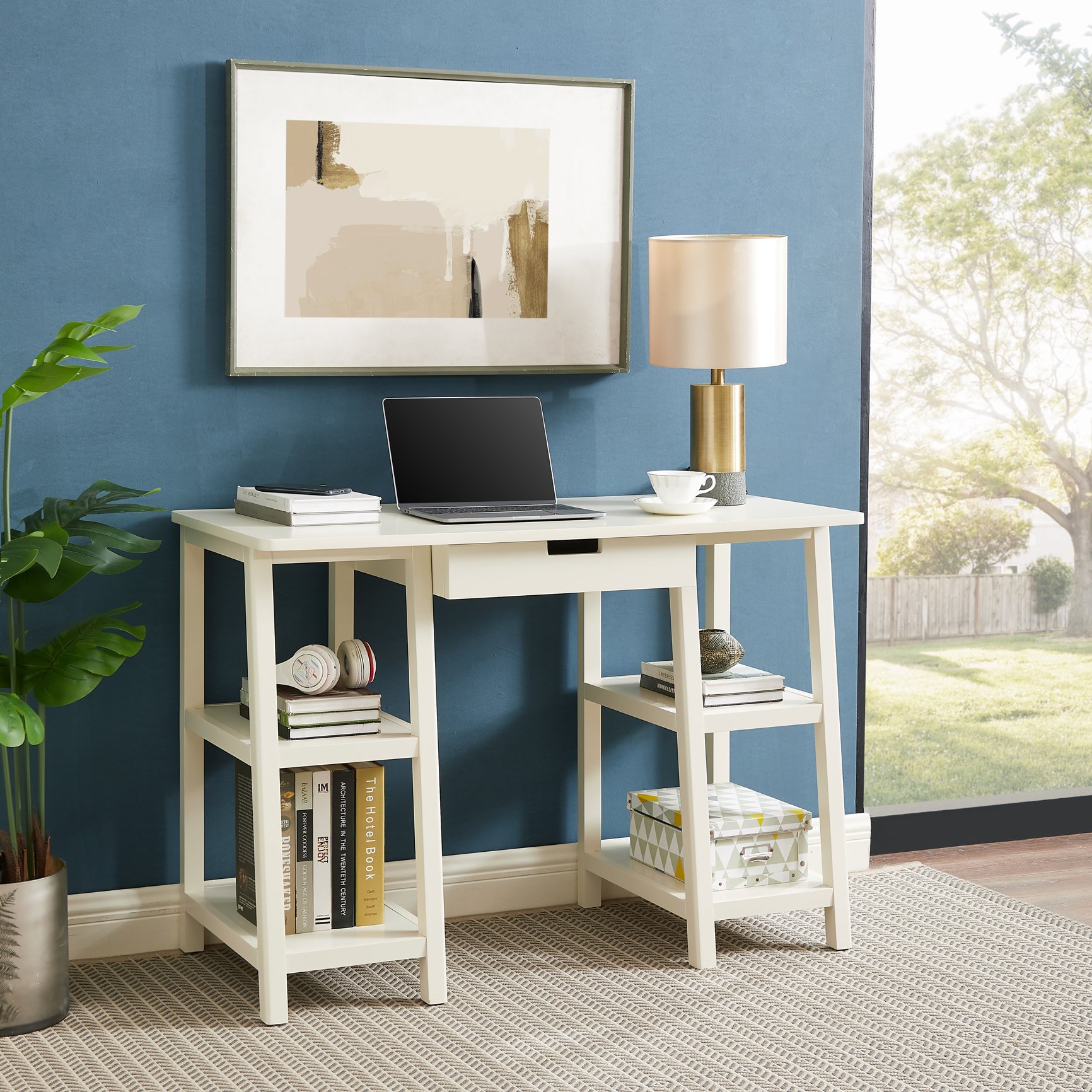 Latitude Run® Goynes Easy White Desk | Wayfair