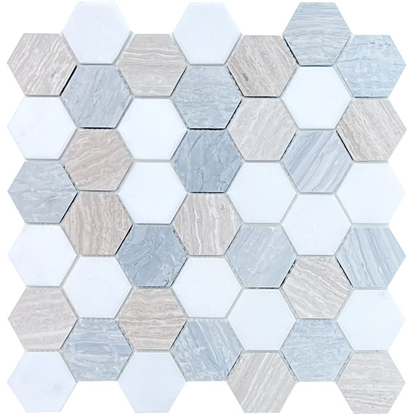 Belluno Designs Opal 2" x 2" Marble Honeycomb Mosaic Wall & Floor Tile ...