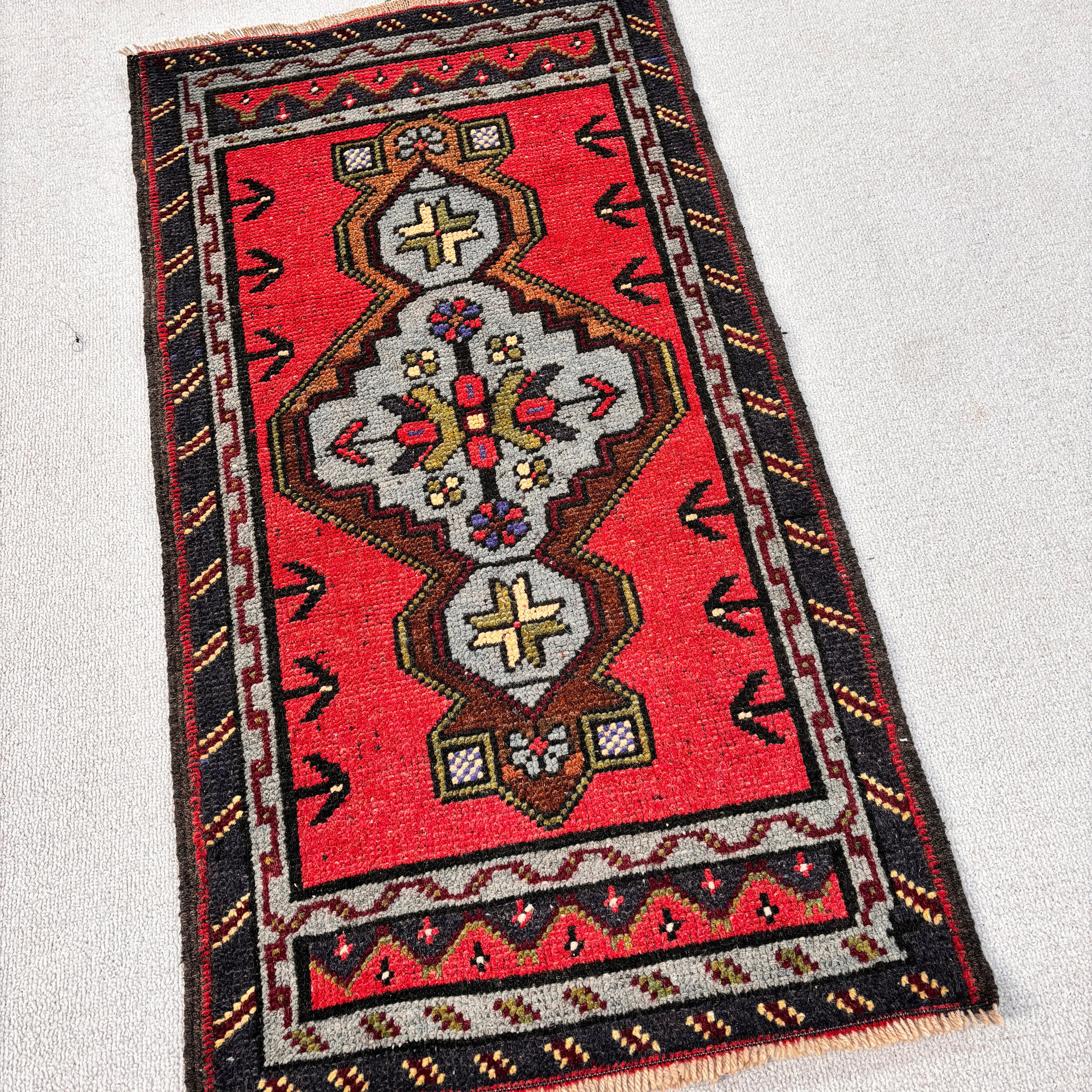 Red Barrel Studio® 21.3x37.8 Inch Red Rug, Traditional Geometric ...