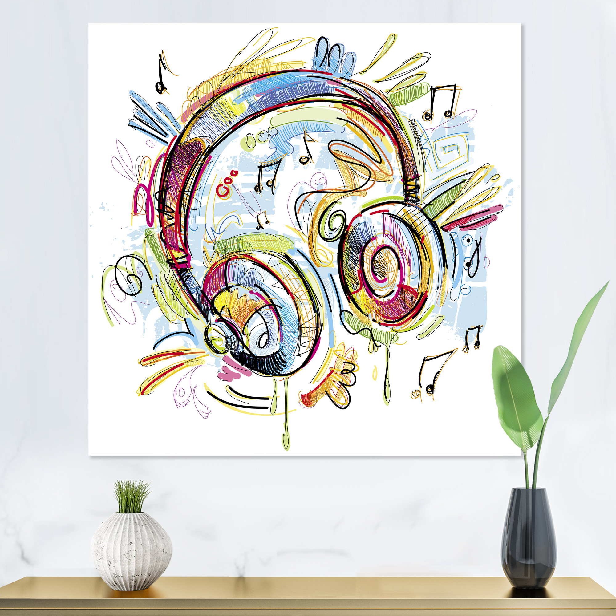 Winston Porter Music Headphone Abstract Design - Modern & Contemporary ...
