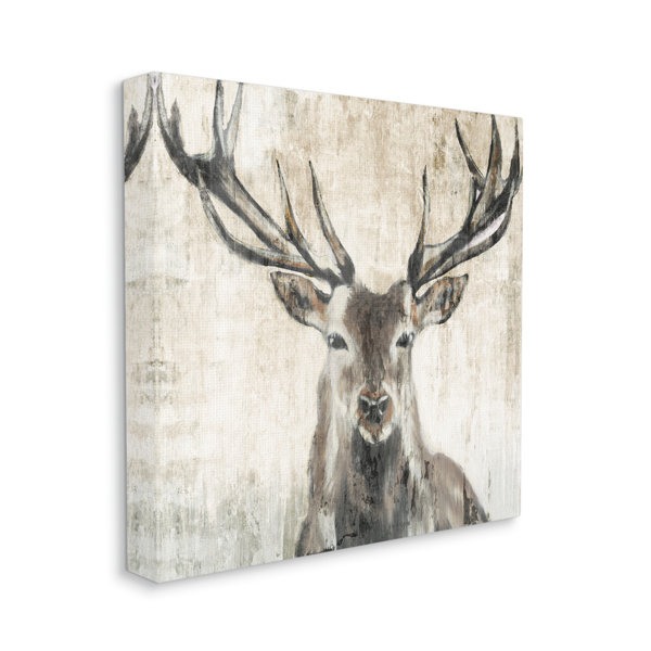 Stupell Industries Au-874-Canvas " Rustic Deer Elk Wildlife Portrait ...