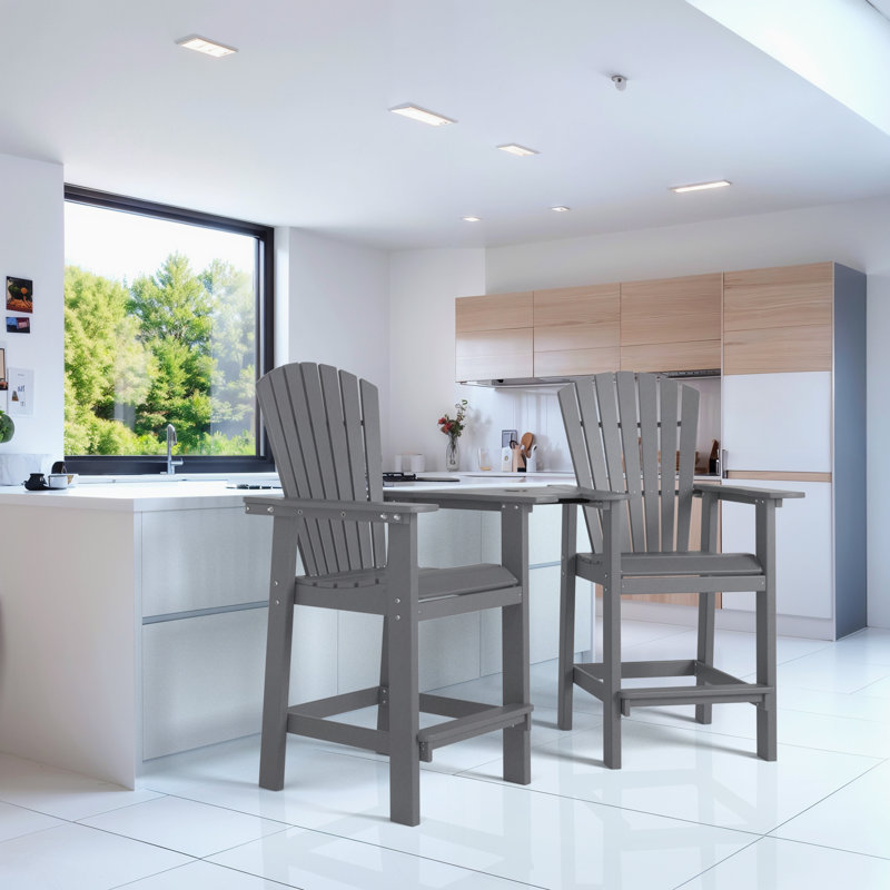 Rosecliff Heights Outdoor bar chair, double seat, removable countertop ...