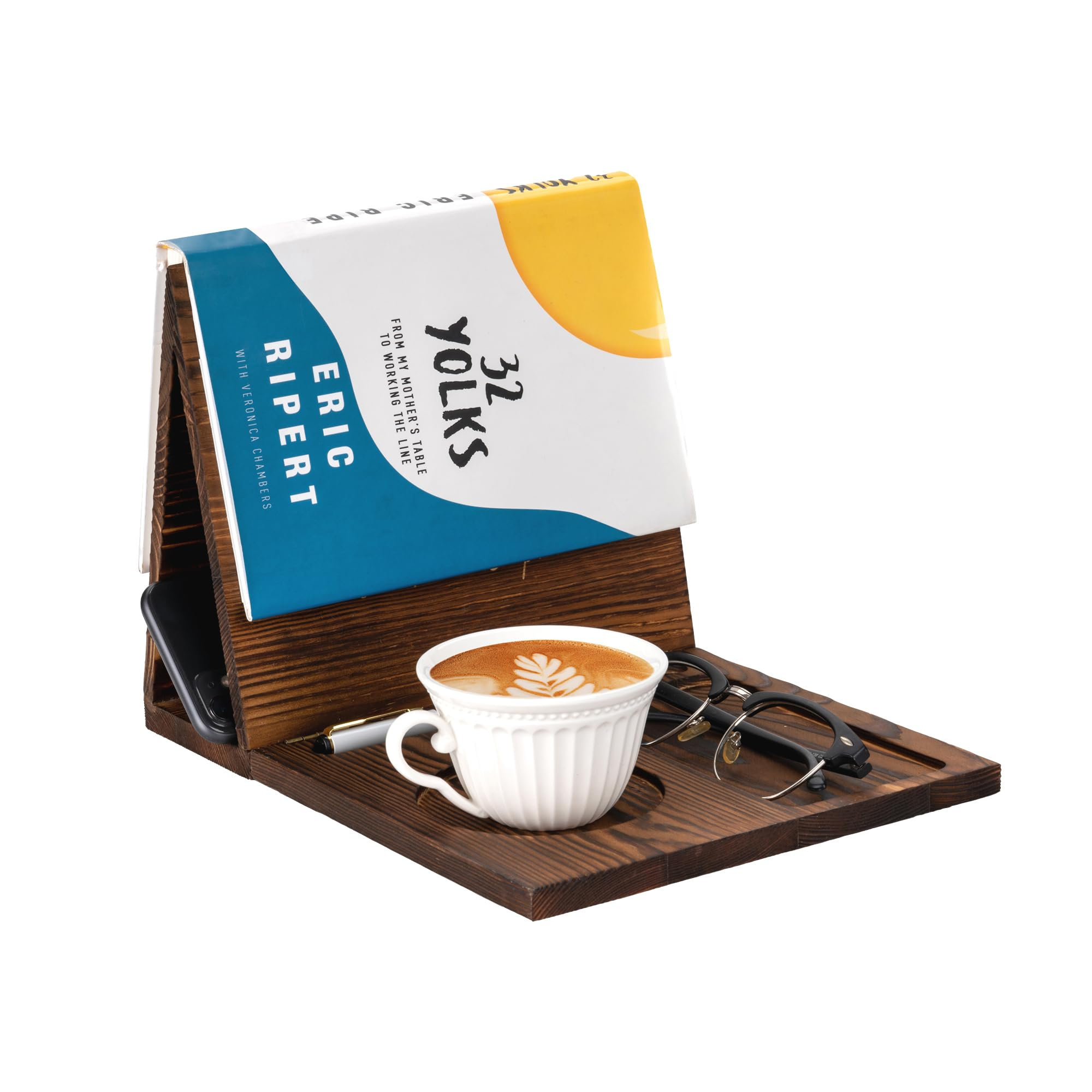 LEERWEI Wooden Book Holder Stand For Page Rest Nook Reading Valet With ...
