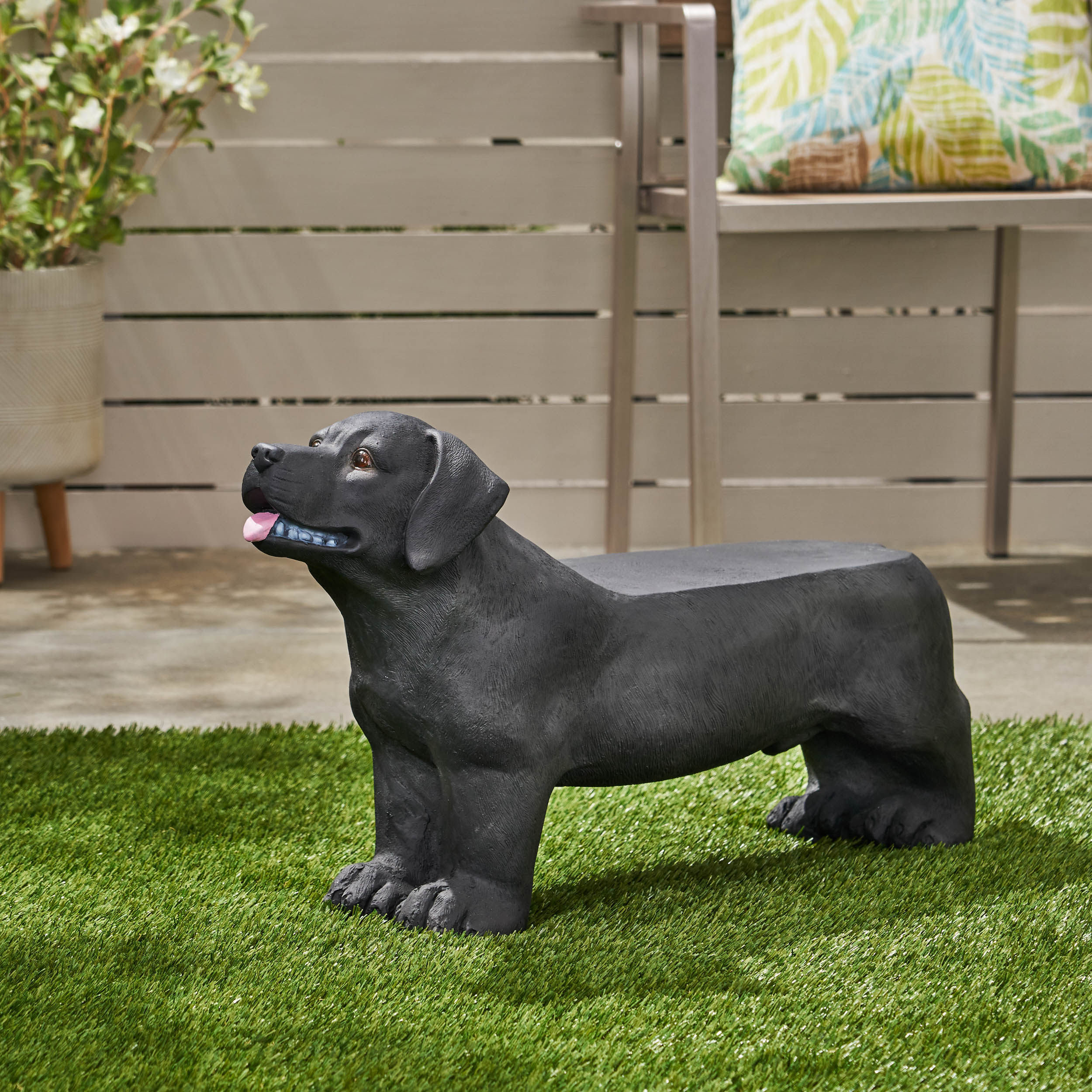Winston Porter Romer Labrador Dog Concrete Garden Bench & Reviews | Wayfair