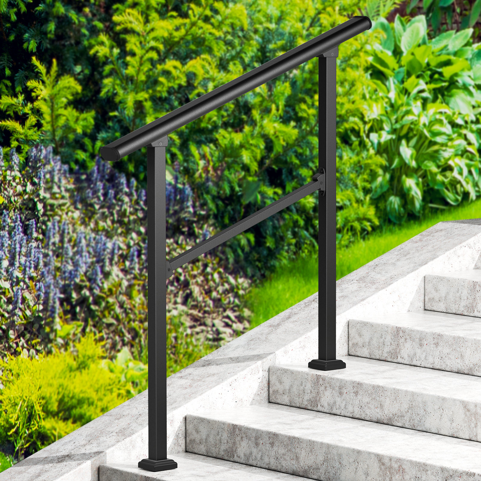 HOMLUX Lovmor Hand Rails for Outdoor Steps, Wrought Iron Railing, Porch ...