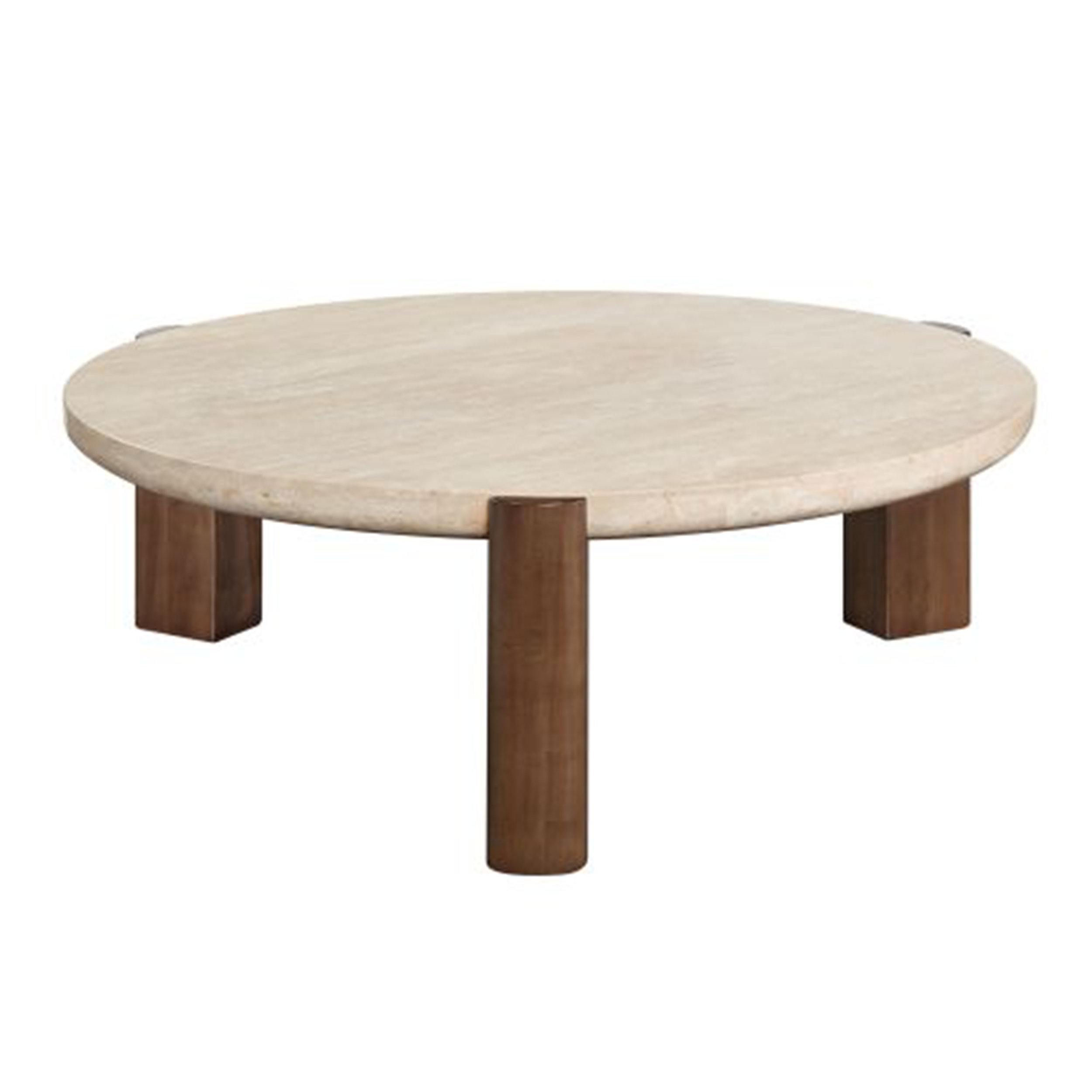 Hokku Designs Leonardo Travertine Top Coffee Table with Dark Oak Frame ...