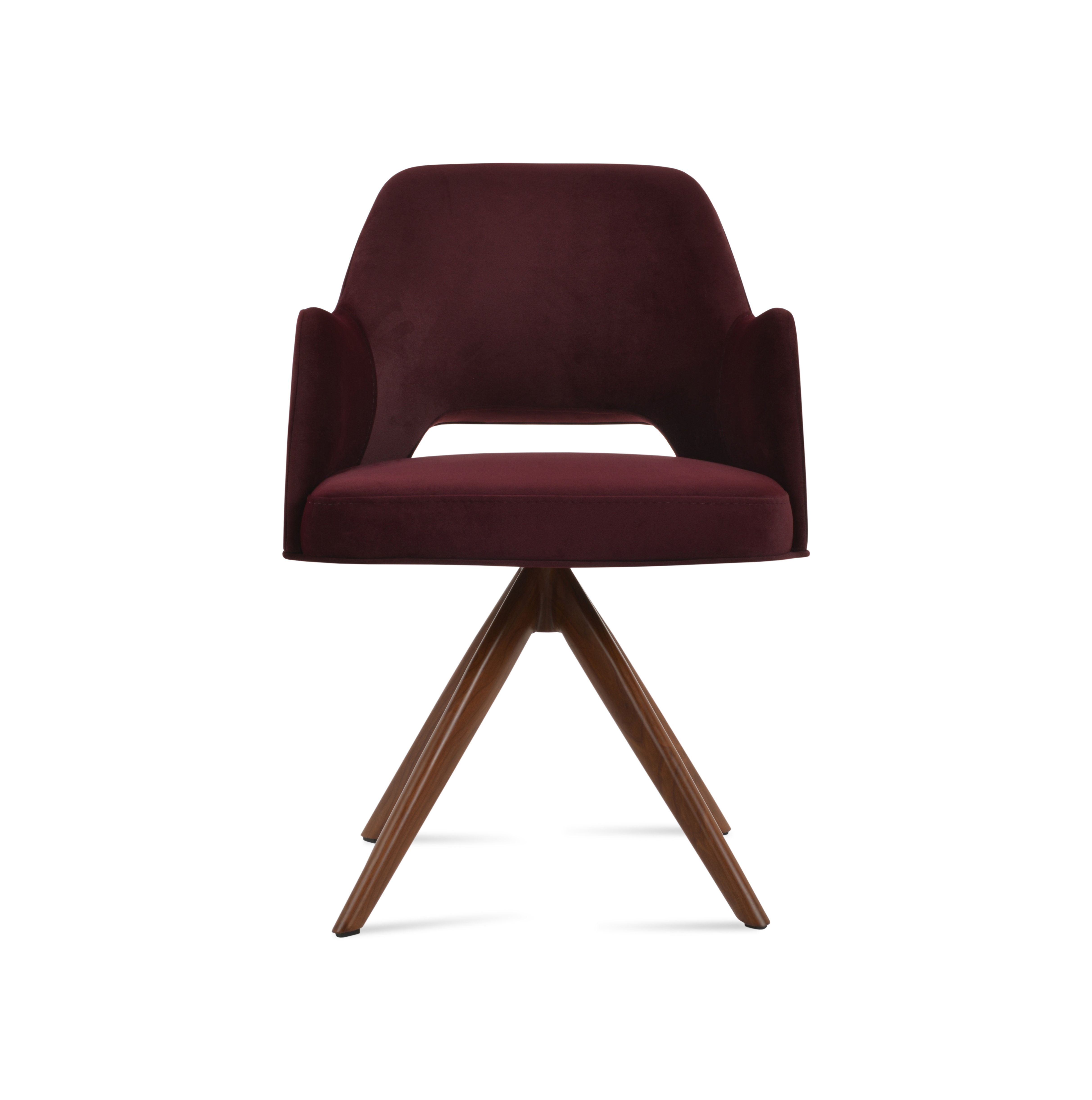 sohoConcept Marash Arm Sword Swivel Dining Chair in Cherry Velvet | Wayfair