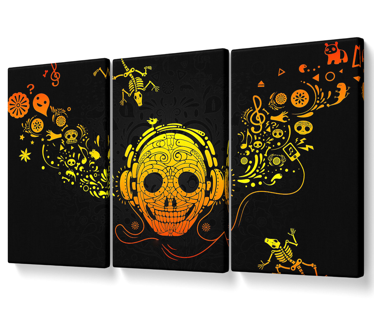 Happy Larry Skeleton Heads Canvas 3 Panel Set | Wayfair.co.uk