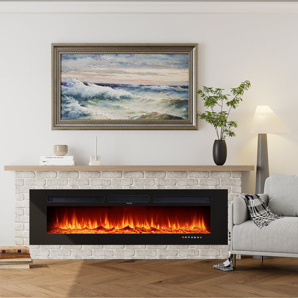 Symple Stuff 60" Electric Fireplace, Recessed & Wall Mounted Electric ...