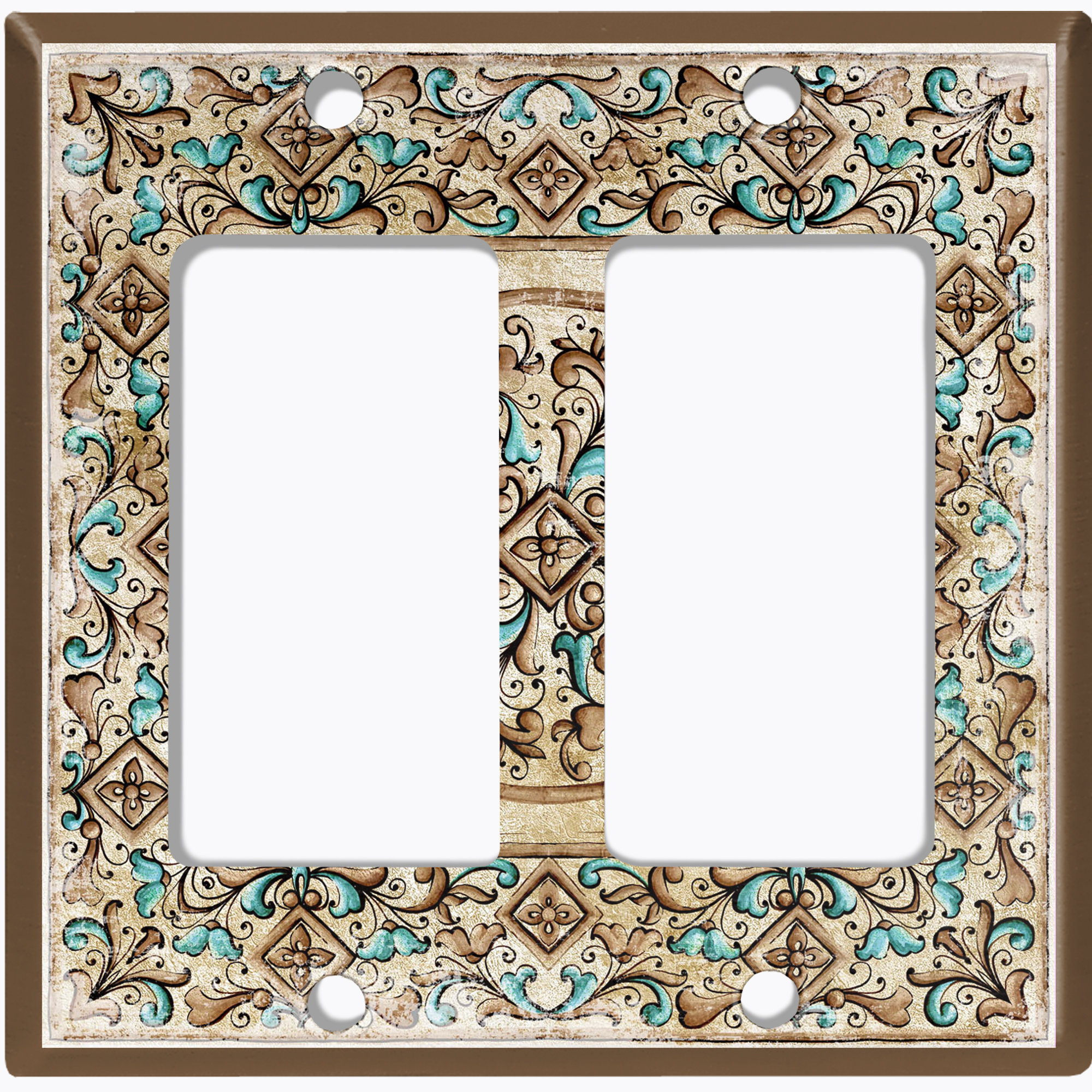 WorldAcc Bandana Paisley Rug Tile Pattern 2-Gang Rocker Wall Plate ...