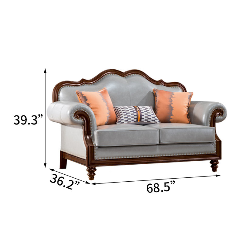 Romero 68.5'' Genuine Leather Rolled Arm Loveseat | Wayfair