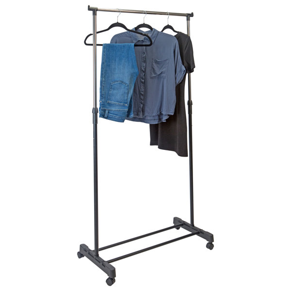 Simplify 32" Single Tier Adjustable Height Rolling Garment Rack ...