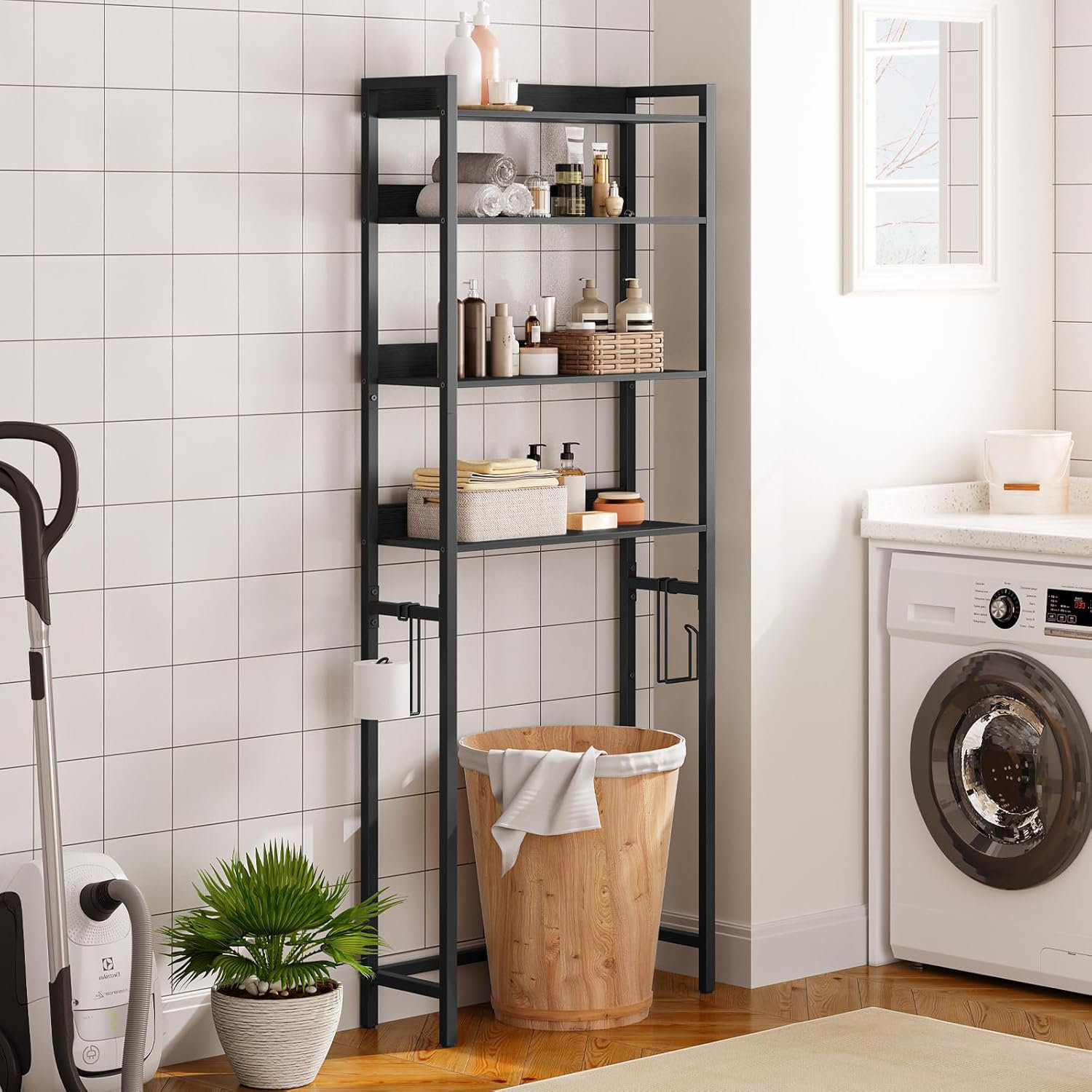 17 Stories 4-Tier Bathroom Storage Rack Over Toilet,Freestanding Space ...