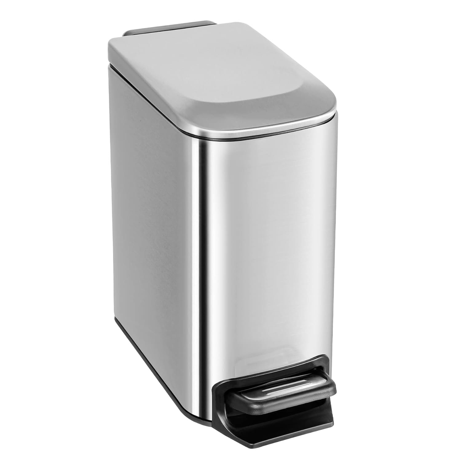 DOFLIC Small Bathroom Trash Can with Lid Soft Close,Stainless Steel ...