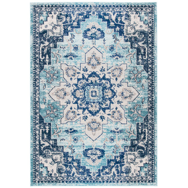 Latitude Vive Madison Oriental Area Rug In Teal / Navy | Wayfair.co.uk