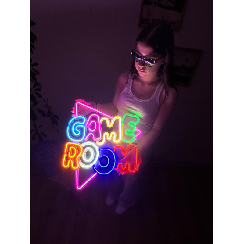 Trinx Game Room Metal Neon Sign, Neon Wall Decor, Game Room Neon Sign ...