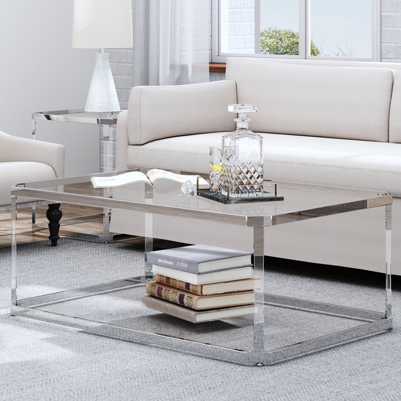 Ivy Bronx Lennert Rectangular Glass Coffee Table for Living Room ...