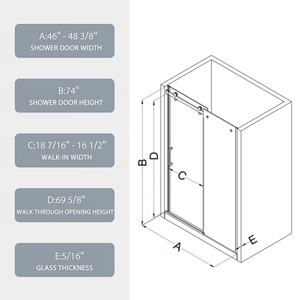 ACCOLADE FURNITURE LLC Shower Door, Soft Close System Sliding Door ...