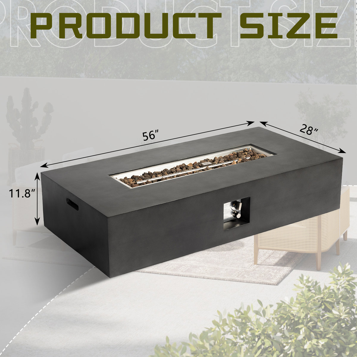 Brayden Studio® Genka Studio Rectangle Propane Outdoor Fire Pit Table ...