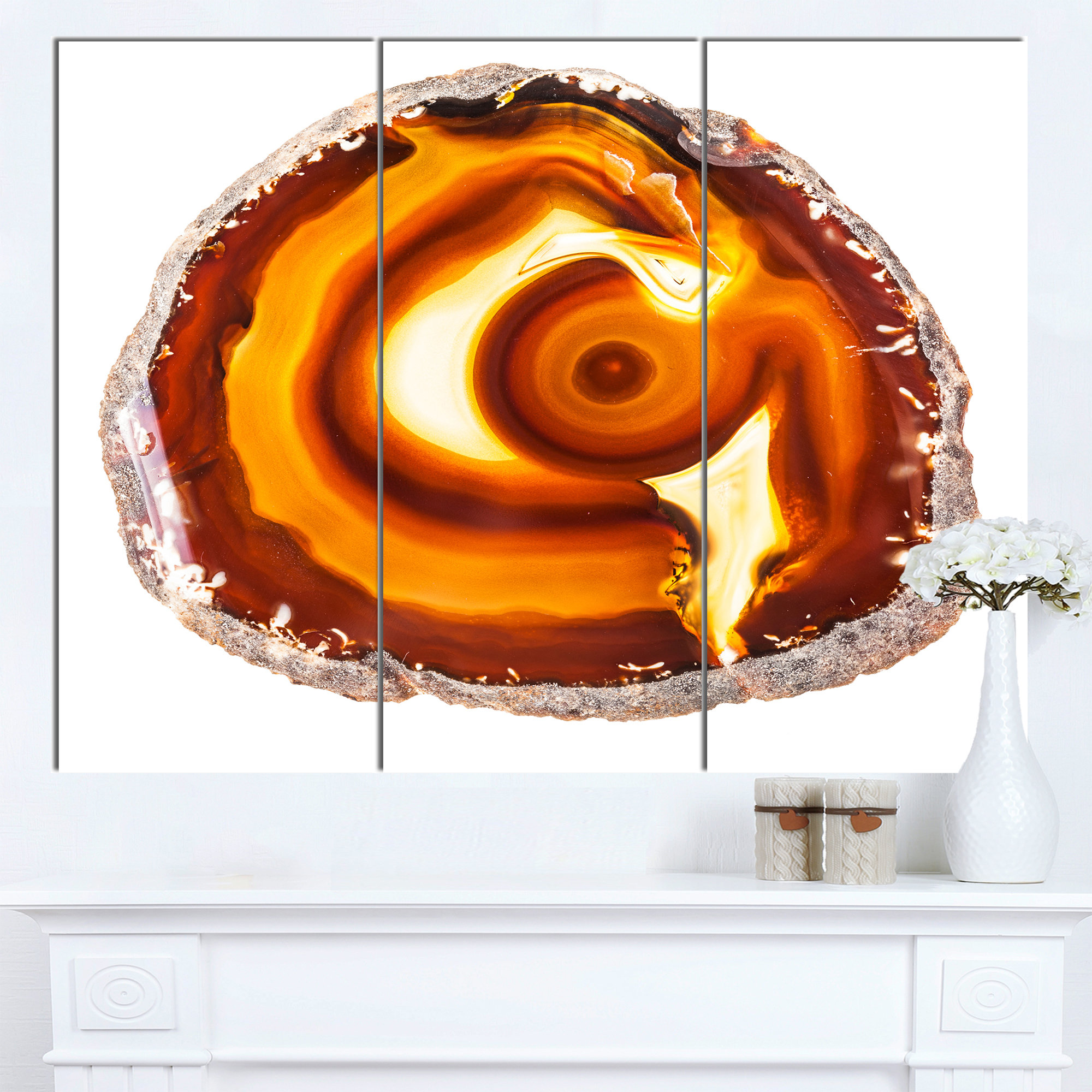 Design Art 'Vibrant Agate Geode Slice' 3 Piece Graphic Art on Wrapped ...
