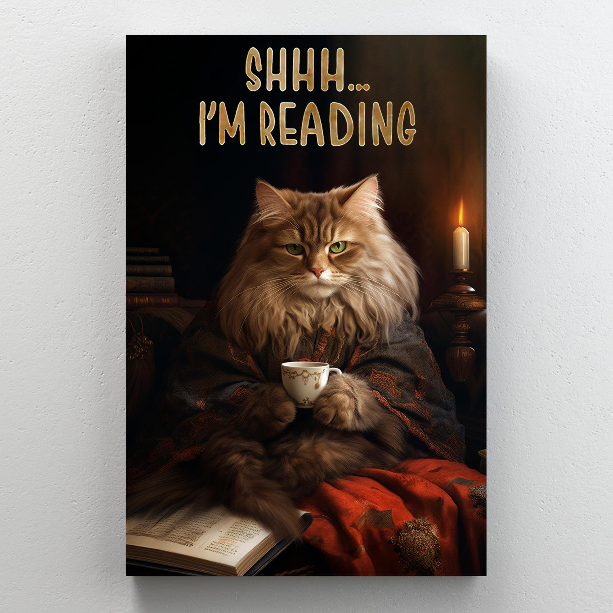 Winston Porter Cat Shhh Im Reading - 1 Piece Rectangle Graphic Ar Cat ...