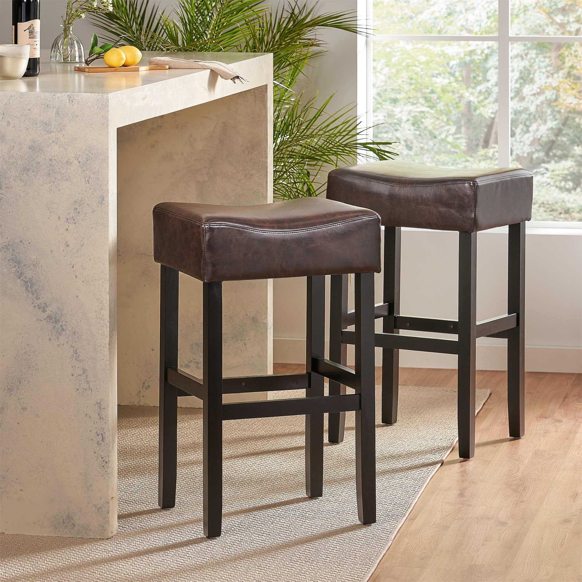 Latitude Run® 30-Inch Bonded Leather Backless Bar Stool (Set Of 2 ...