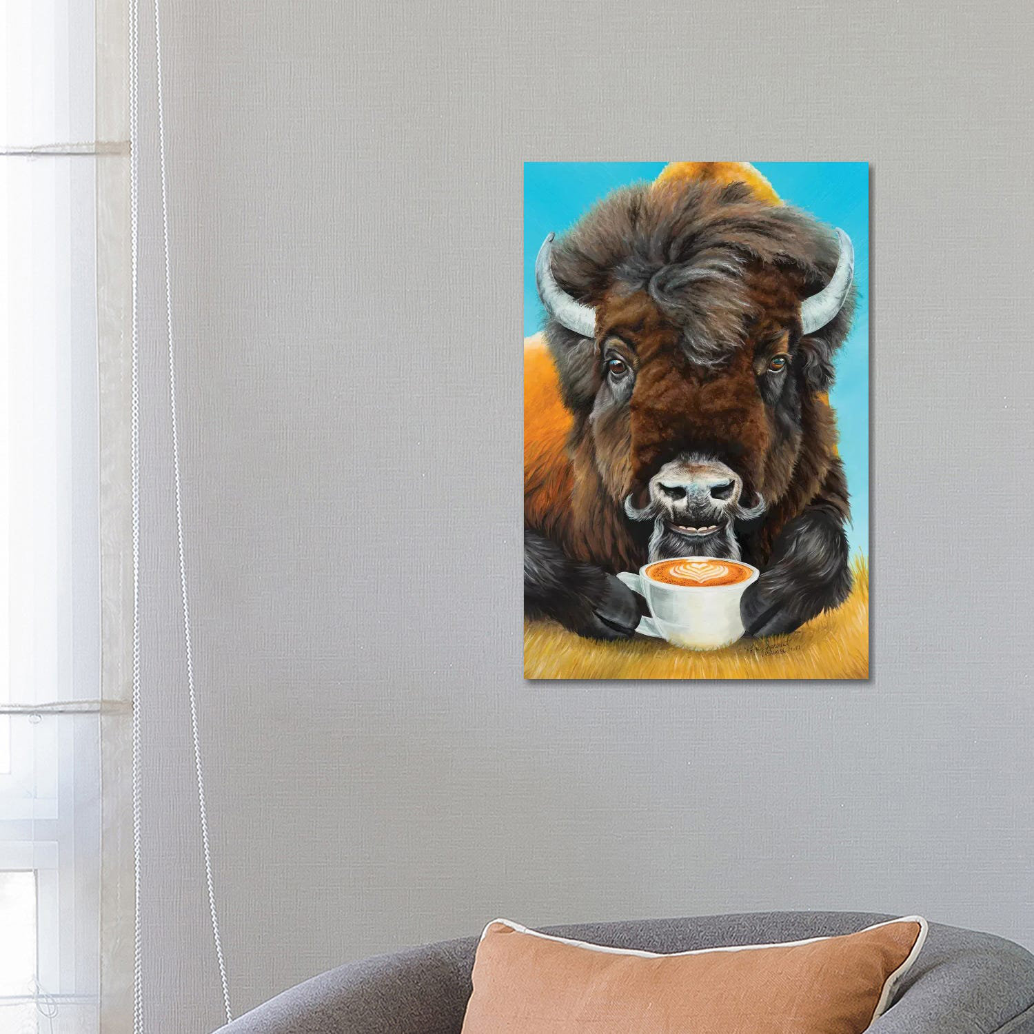East Urban Home Bison Latte by Holly Simental - Painting Print | Wayfair