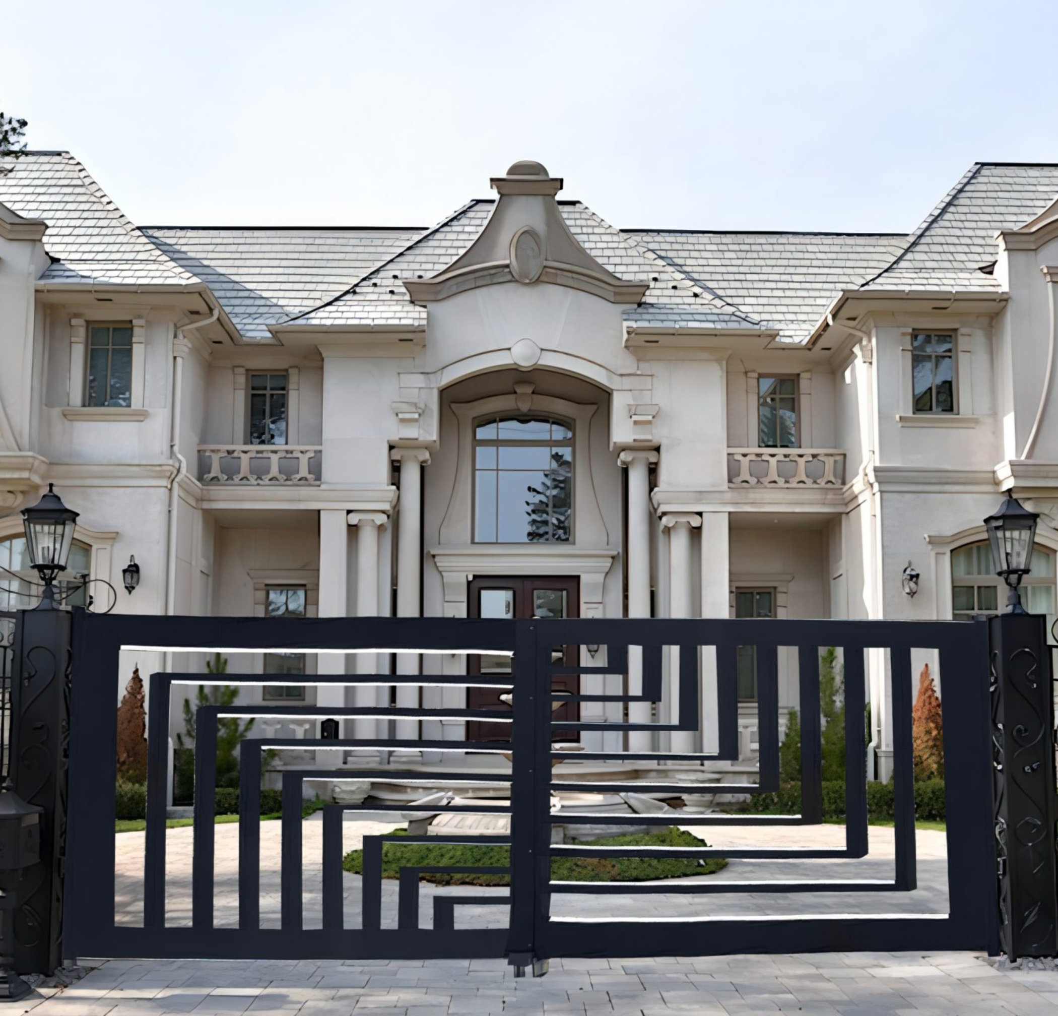 TAIMCO Unique Geometric Design Metal Driveway Gate | Custom Metal ...