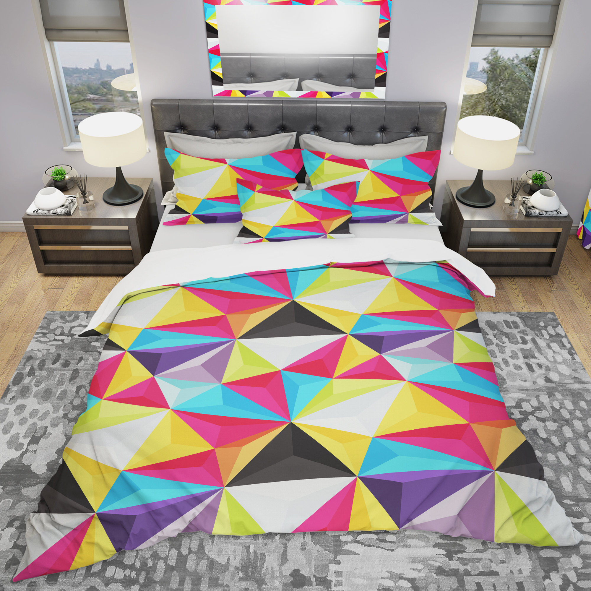 Design Art Bright Triangle - Modern Contemporary Geometric Duvet Cover ...