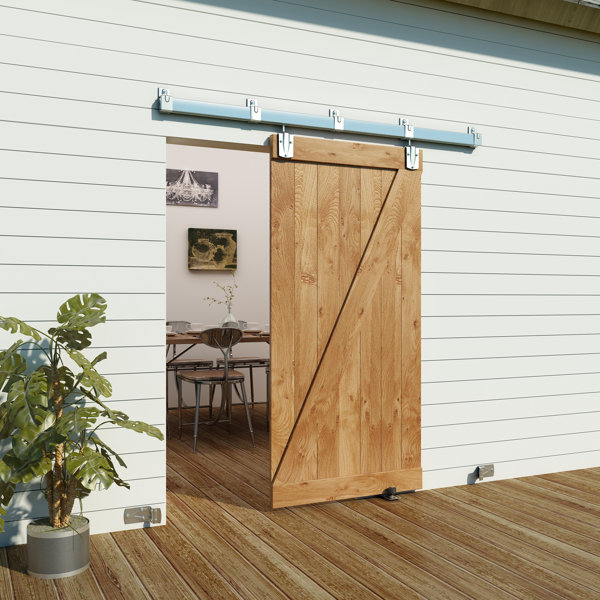 JUBEST Box Rail Exterior Barn Door Hardware Kit, Heavy Duty Sliding ...