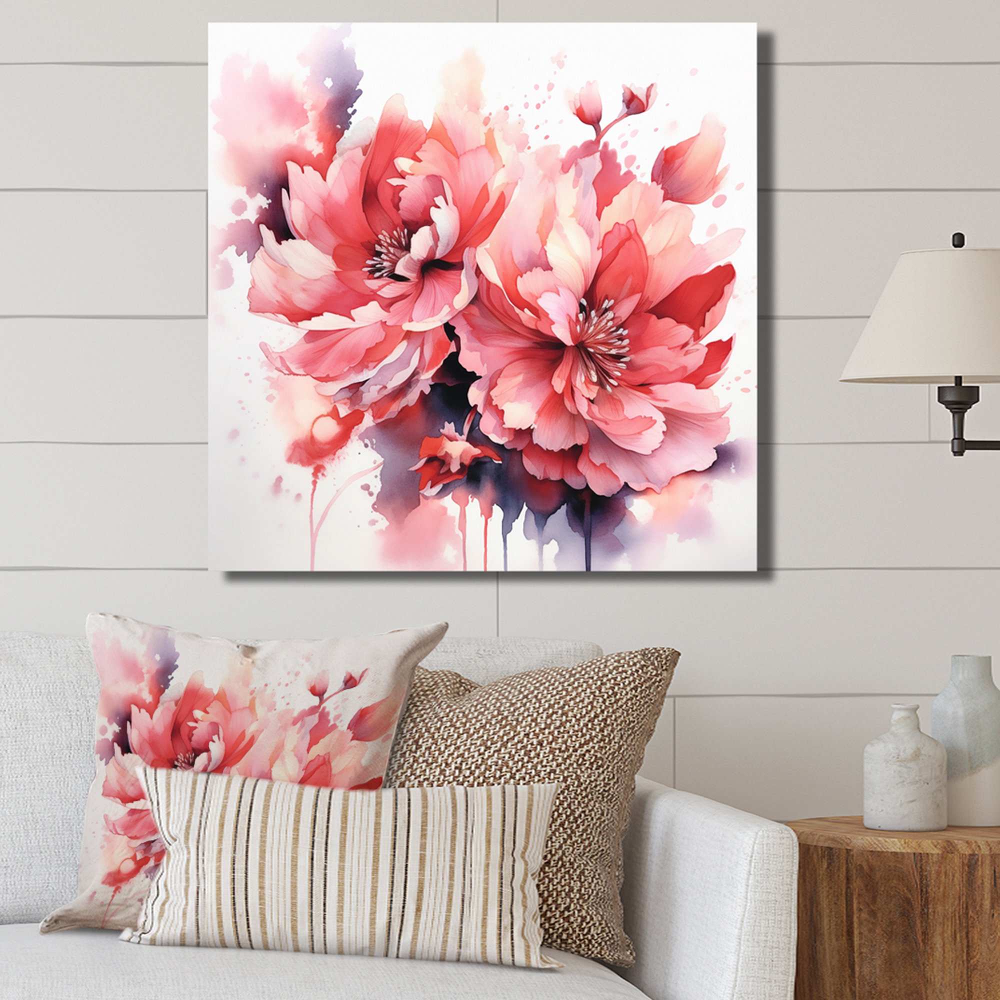 Red Barrel Studio® Red Peony Visons On Canvas Print | Wayfair