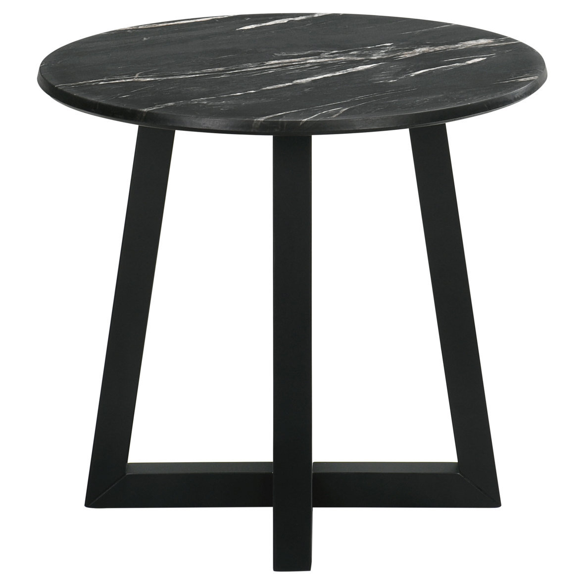 Ivy Bronx Enlow Black Round Marble-Like Smarttop Side End Table | Wayfair