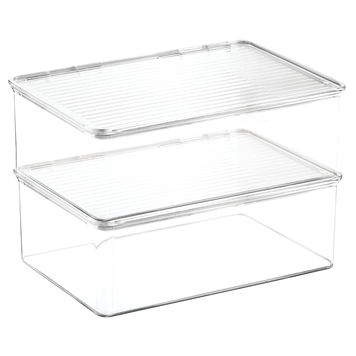 iDesign Stackable Hinged-Lid Pantry Storage Box - Set of 2 - Clear ...