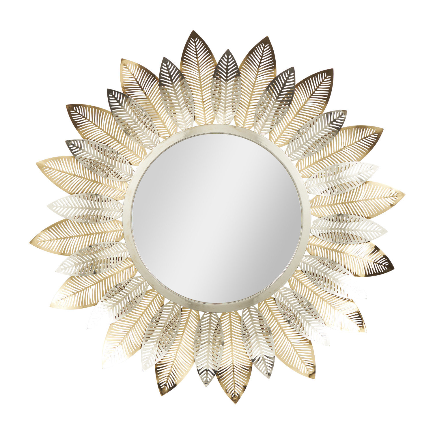 Everly Quinn Azura Metal Layered Leaf Abstract Gold Wall Mirror with ...