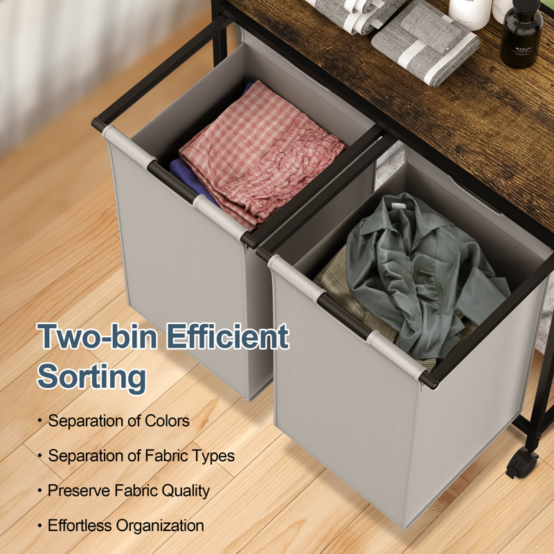 17 Stories Rolling Laundry Hamper And Waste Basket Set with Handles ...