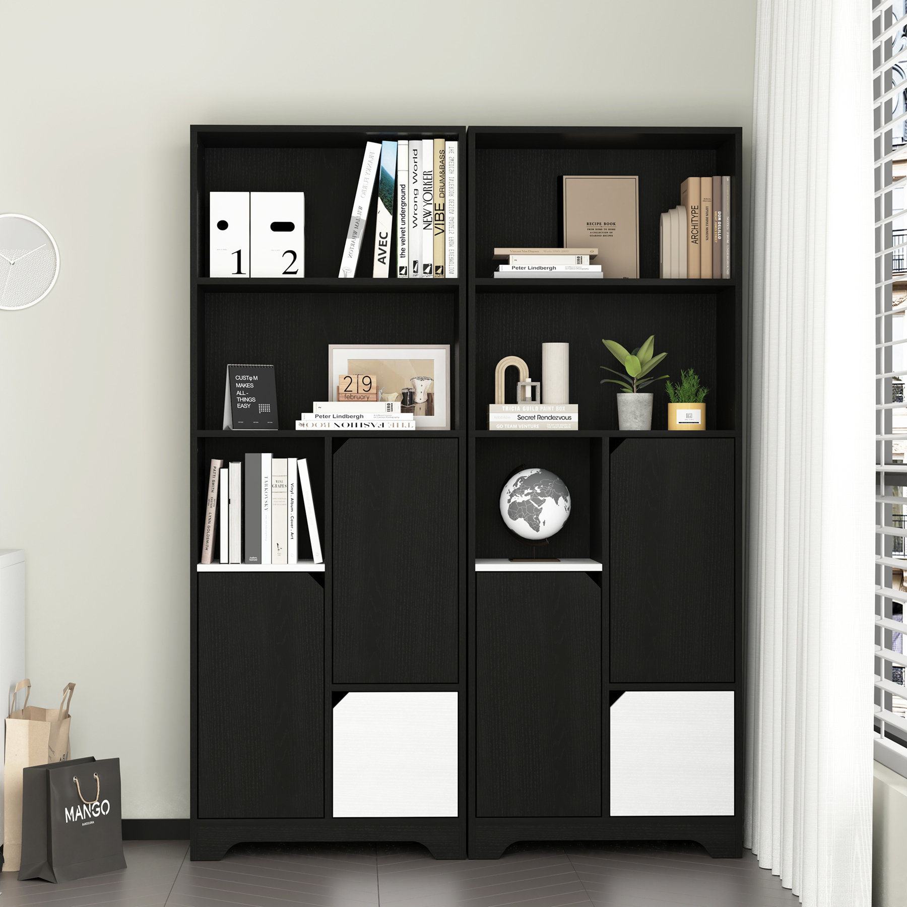Latitude Run® Multifunctional Open Storage Space Bookcase with Doors ...
