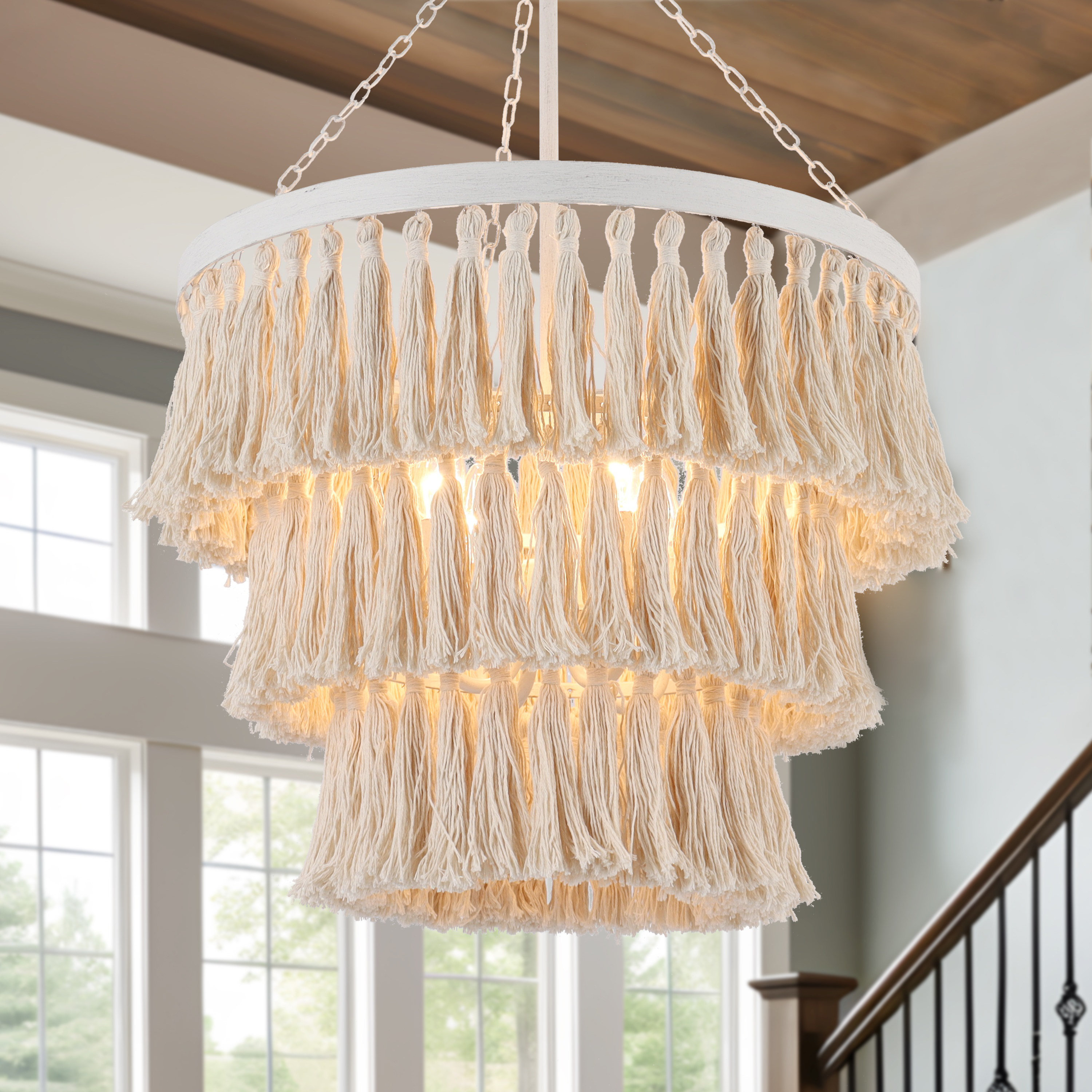 Langley Street® Luray 4-light Dimmable Tiered Fringe Chandelier ...