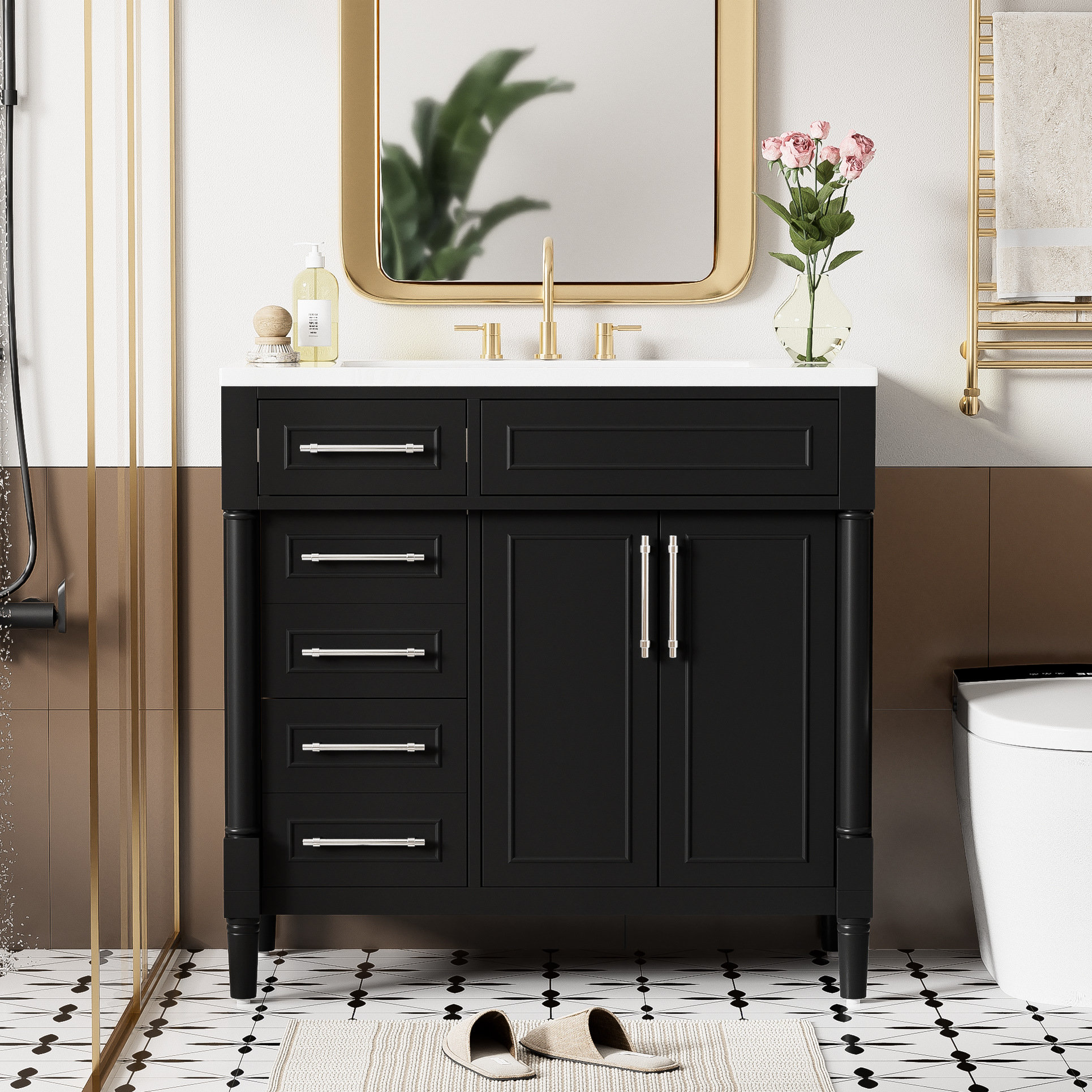 Hokku Designs Bathroom Vanity With 36" Resin Basin - Practical ...