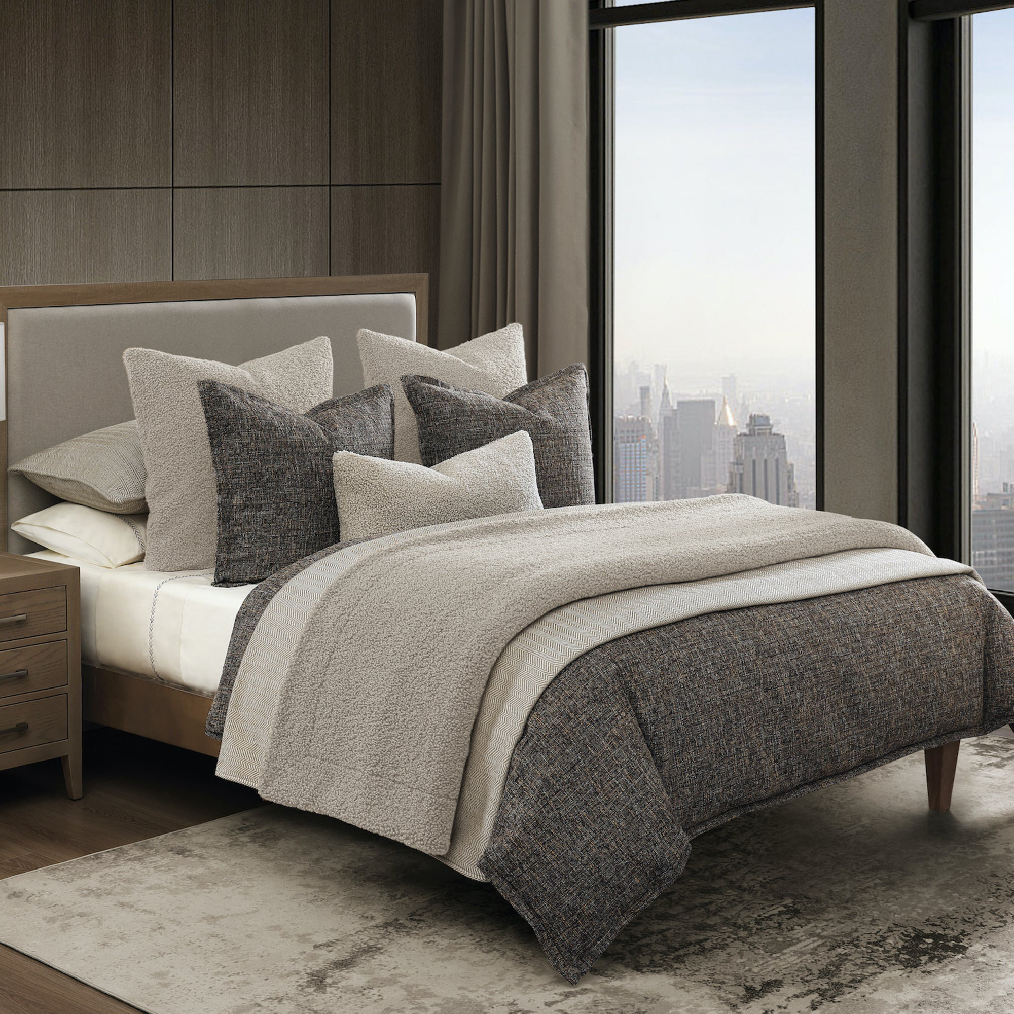 HiEnd Accents Tweed Solid Color Classic Modern Rustic Woven Comforter ...