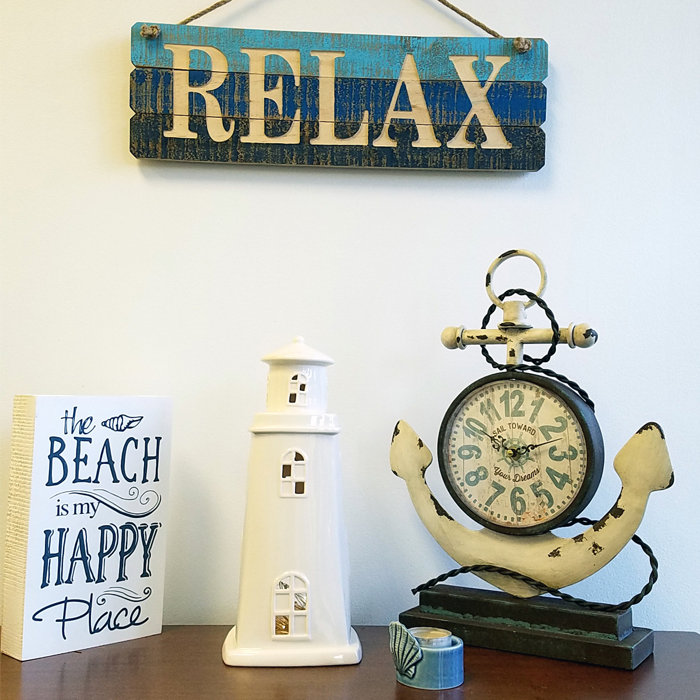 Breakwater Bay Coastal Analog Metal Quartz Movement / Crystal Tabletop ...